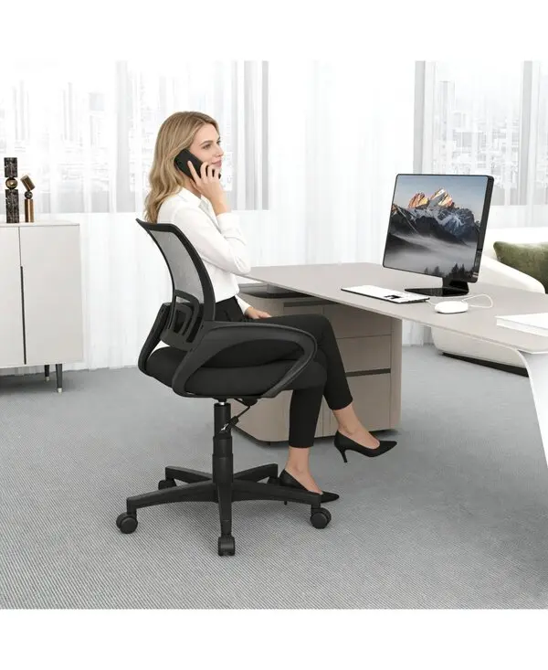 SLICKBLUE Mid Back Office Chair Mesh Ergonomic Lumbar Support