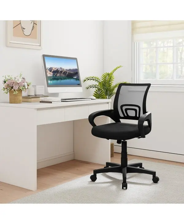 SLICKBLUE Mid Back Office Chair Mesh Ergonomic Lumbar Support