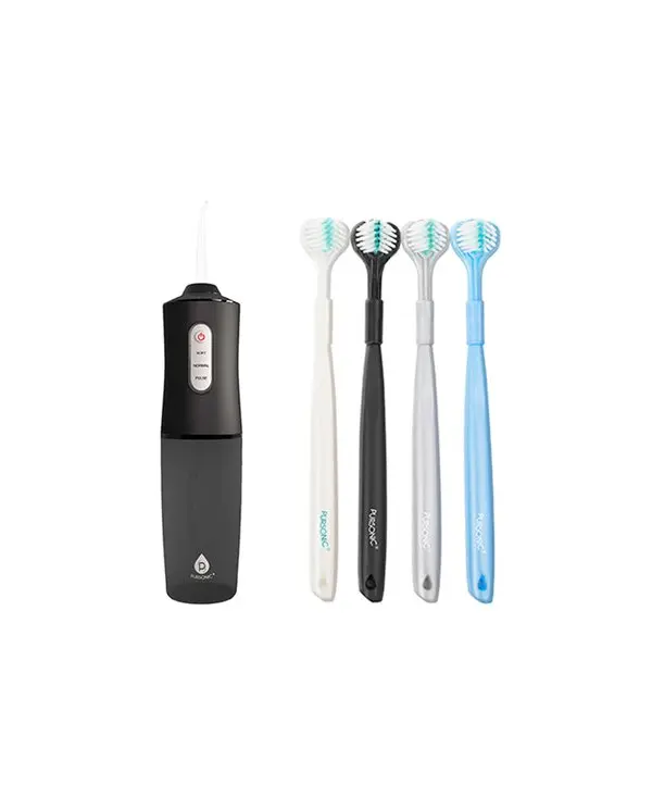 PURSONIC Usb Rechargeable Water Flosser And 3d Advanced Tech Toothbrush Set - Black