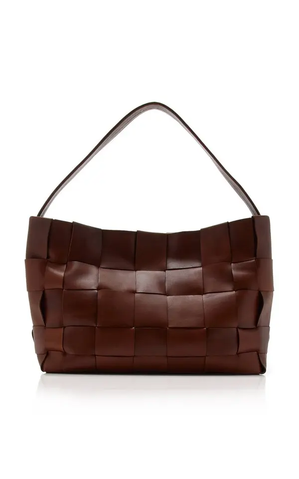 ST. AGNI Woven Leather Large Tote Bag - Brown