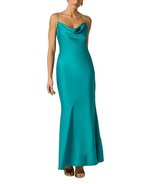 Adrianna Papell Stretch Satin Gown - Turquoise