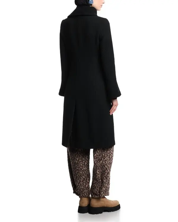 Emporio Armani Tricot Effect Coat With Detachable Collar