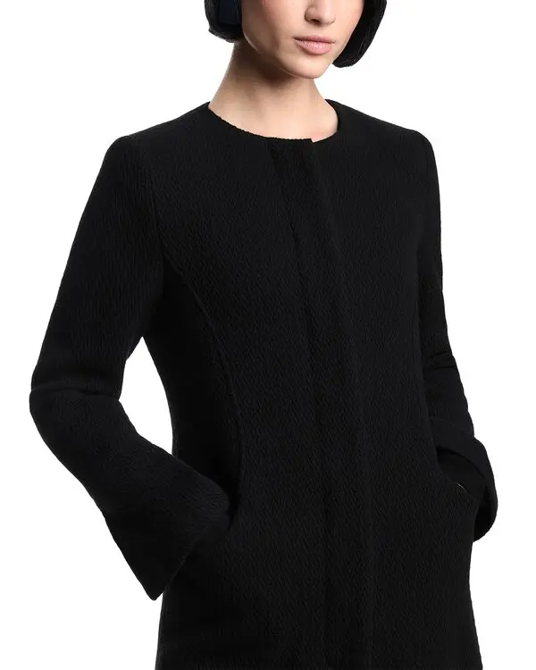 Emporio Armani Tricot Effect Coat With Detachable Collar