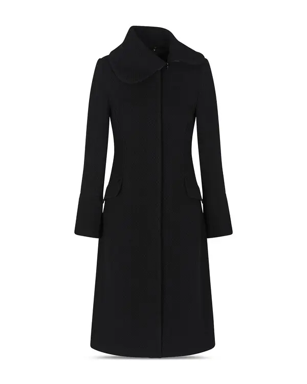 Emporio Armani Tricot Effect Coat With Detachable Collar