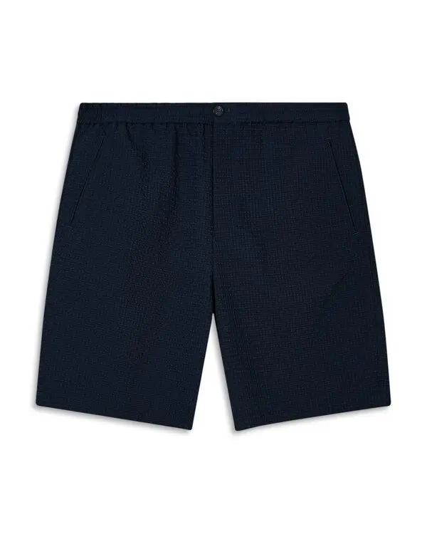 Emporio Armani Regular Fit Seersucker Bermuda Shorts - Dark Navy