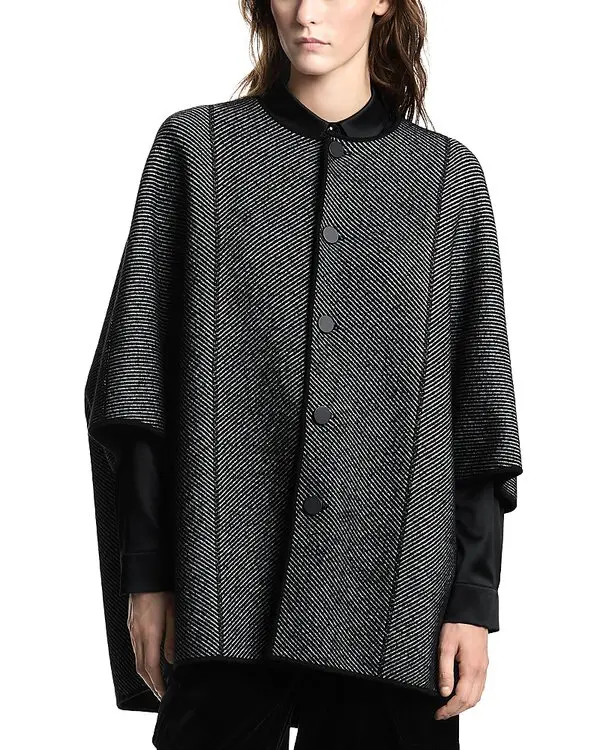 Emporio Armani Reversible Wool Blend Cape - Black