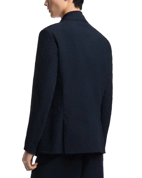Emporio Armani Regular Fit Seersucker Blazer - Dark Navy