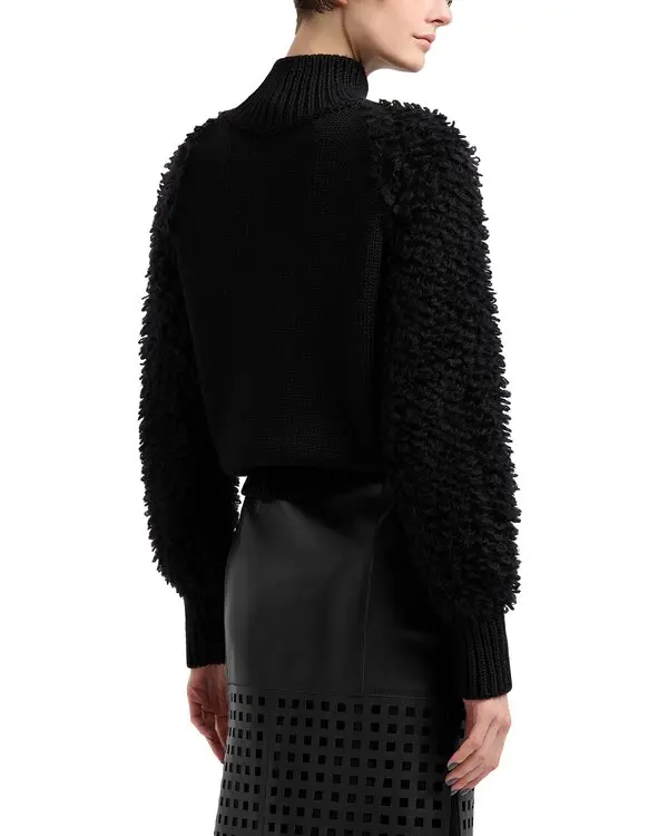 Emporio Armani Mock Neck Boucle Sweater