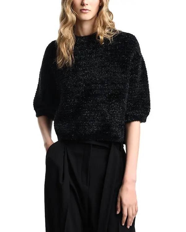 Emporio Armani Fuzzy Three Quarter Sleeve Sweater - Black
