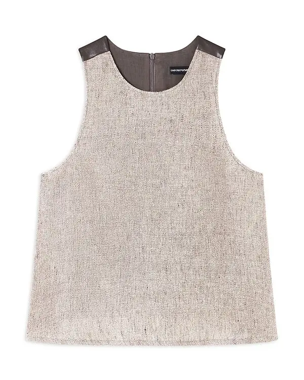 Emporio Armani Canvas Linen Sleeveless Top - Champagne Beige