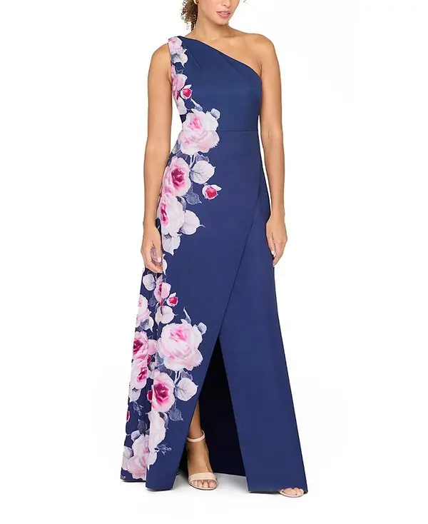 KAY UNGER Carissa One-shoulder Gown - Deep Navy