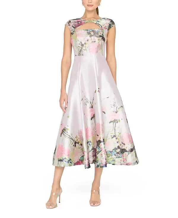 KAY UNGER Augusta Tea Length Dress - Lilac Mist Multi