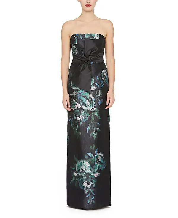 KAY UNGER Constance Column Gown - Black/deep Green