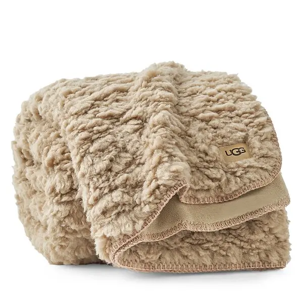 UGG Shira Textured Sherpa Throw Blanket - Mustard Seed