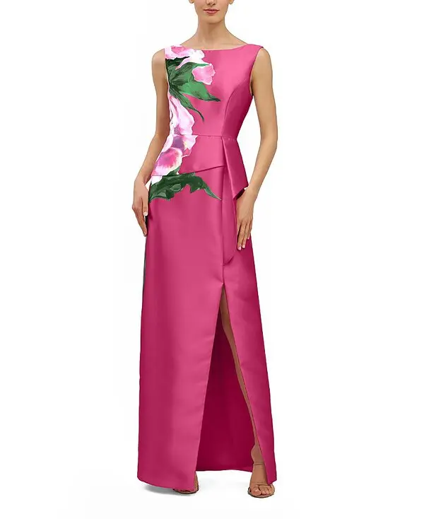 KAY UNGER Luciana Column Gown - Rose Bud