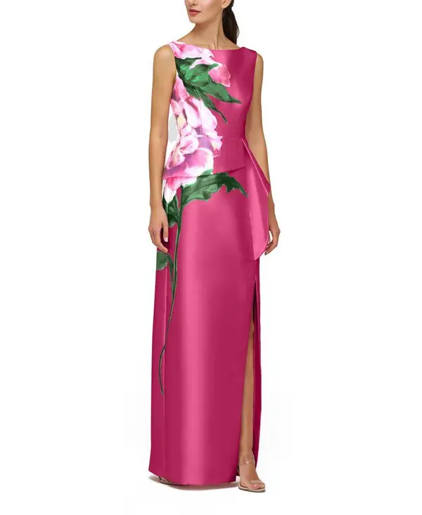 KAY UNGER Luciana Column Gown - Rose Bud