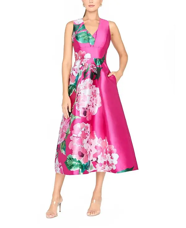 KAY UNGER Raina Tea-length Dress - Spring Pink
