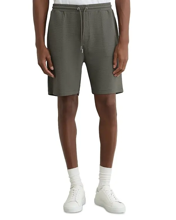 REISS Textured Drawstring Shorts - Sage Green