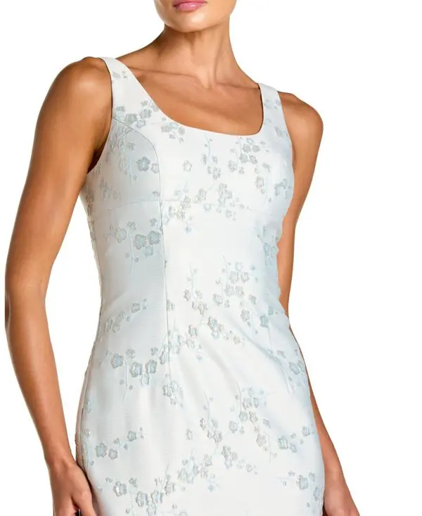 Mac Duggal Brocade Sleeveless Scoop Neck Midi Dress
