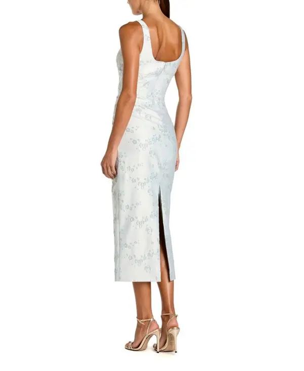 Mac Duggal Brocade Sleeveless Scoop Neck Midi Dress