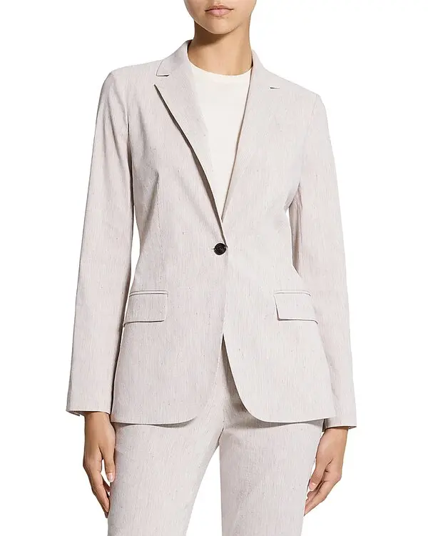 Theory Notched Lapel Staple Blazer - Cognac Multi