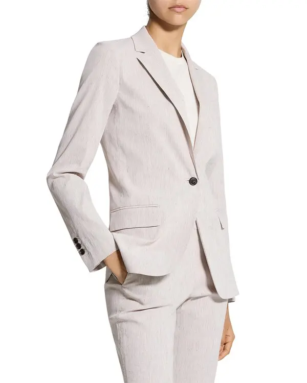 Theory Notched Lapel Staple Blazer - Cognac Multi