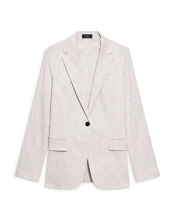 Theory Notched Lapel Staple Blazer - Cognac Multi
