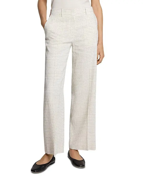 Theory Checkered Pants - Natural Multi