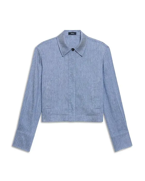 Theory Cropped Denim Jacket - Light Denim
