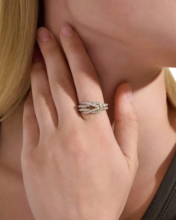 John Hardy 14k Yellow & White Love Knot Diamond Ring - Gold