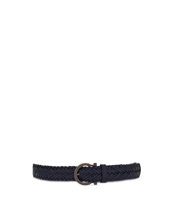 FERRAGAMO Horseshoe Buckle Foulard Belt - New Navy