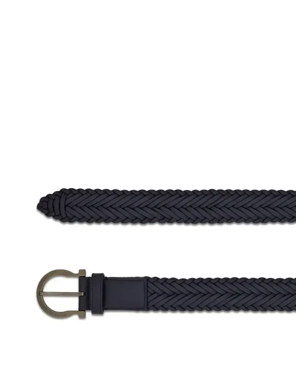 FERRAGAMO Horseshoe Buckle Foulard Belt - New Navy