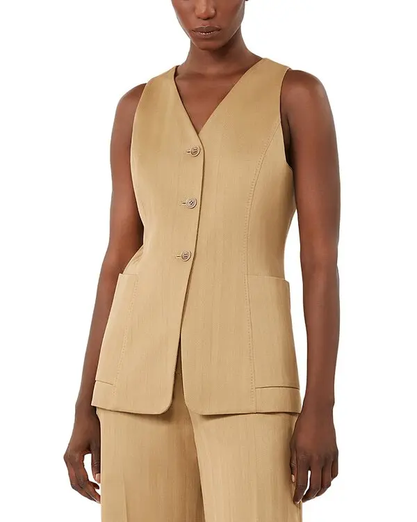 Max Mara Mxmfalla Semi Fitted Single Breasted Gilet - Desert