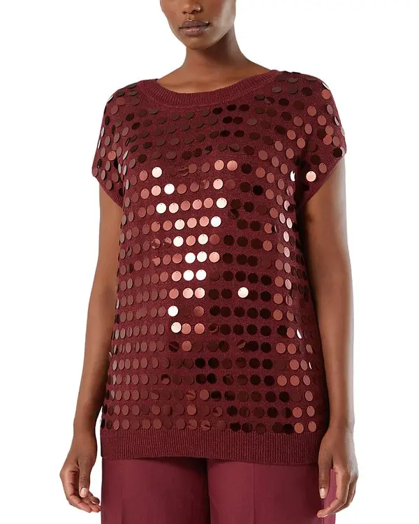 Marina Rinaldi Mrsvisone Sequin Top - Cherry