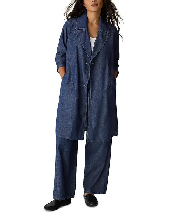 Eileen Fisher Denim Trench Coat - Dark Indigo