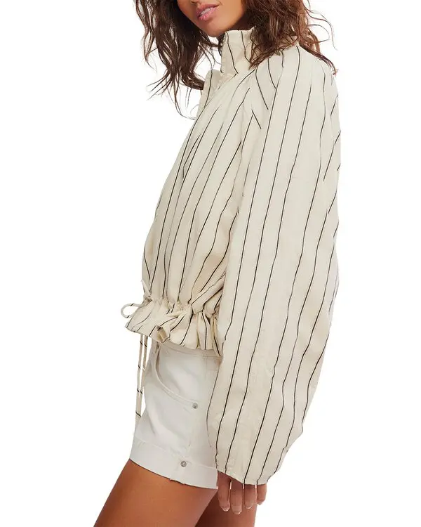 Free People Devon Striped Balloon Jacket - Ivory Combo