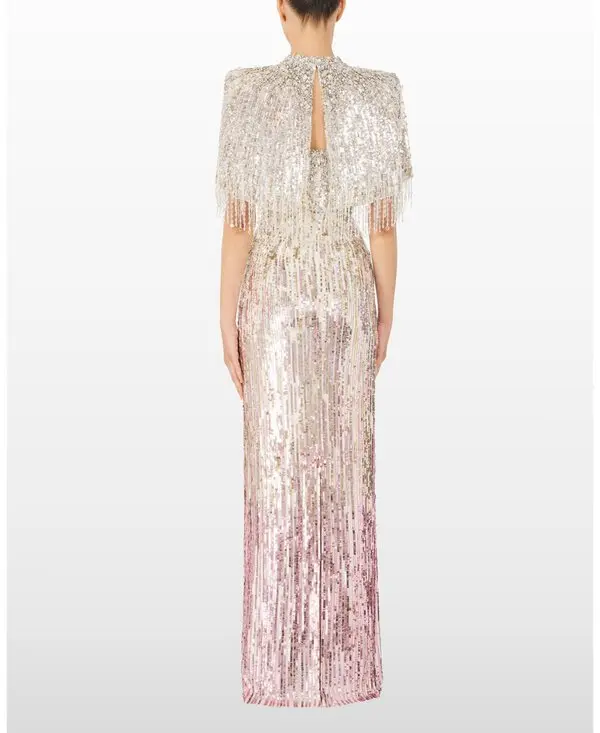 Jenny Packham Ellen Mock Neck Beaded Capelet Top - Ivory