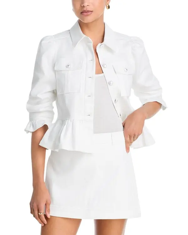 Cinq À Sept Denim Peplum Jacket - White