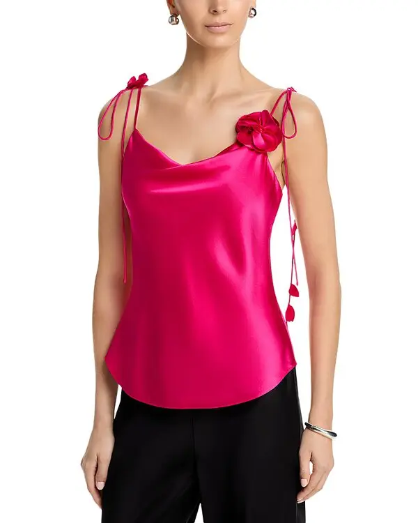 Cinq À Sept Trailing Flower Marta Silk Camisole Top - Beetroot Purple