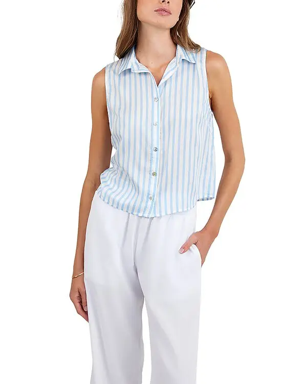 Bella Dahl Clean Sleeveless Button-down Top - Tidal Blue