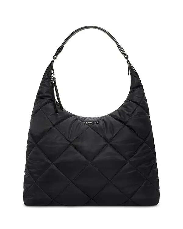 Mz Wallace Madison Large Quilted Nylon Shoulder Bag - Black