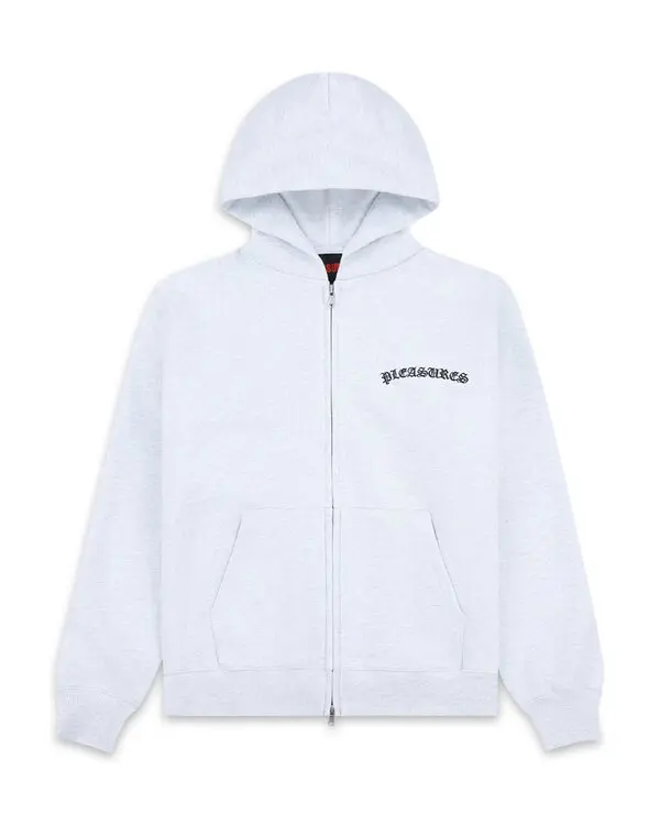 PLEASURES Relaxed Fit Logo Zip Hoodie - Heather