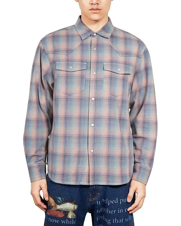 PLEASURES Sender Relaxed Fit Plaid Shirt