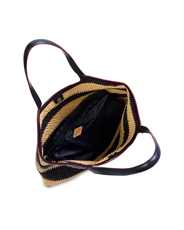 Mz Wallace Georgica Large Striped Crochet Tote Bag - Navy/natural
