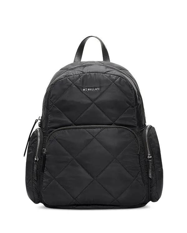 Mz Wallace Madison Extra Large Quilted Nylon Backpack - Black/black