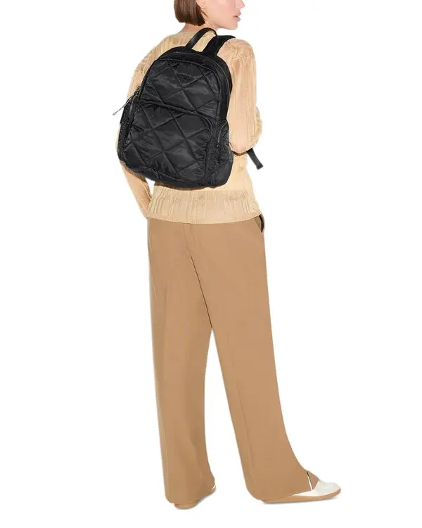 Mz Wallace Madison Extra Large Quilted Nylon Backpack - Black/black