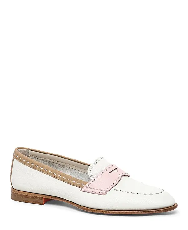 Santoni Leather Penny Loafer - White