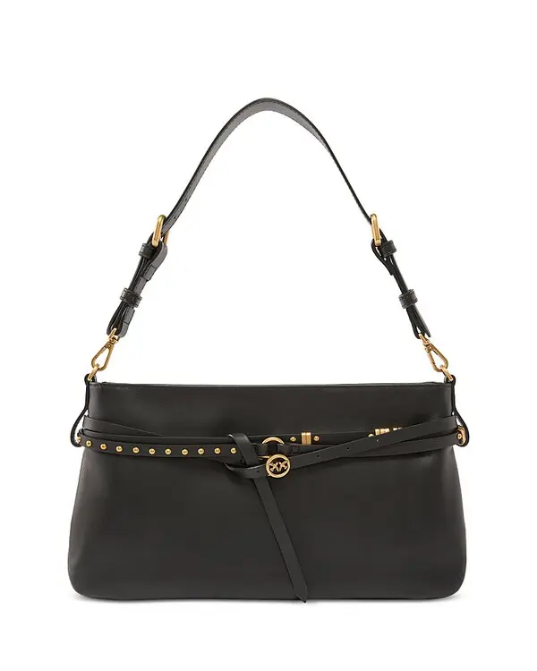 Pinko Classic Leather Belted Shoulder Bag - Zq
