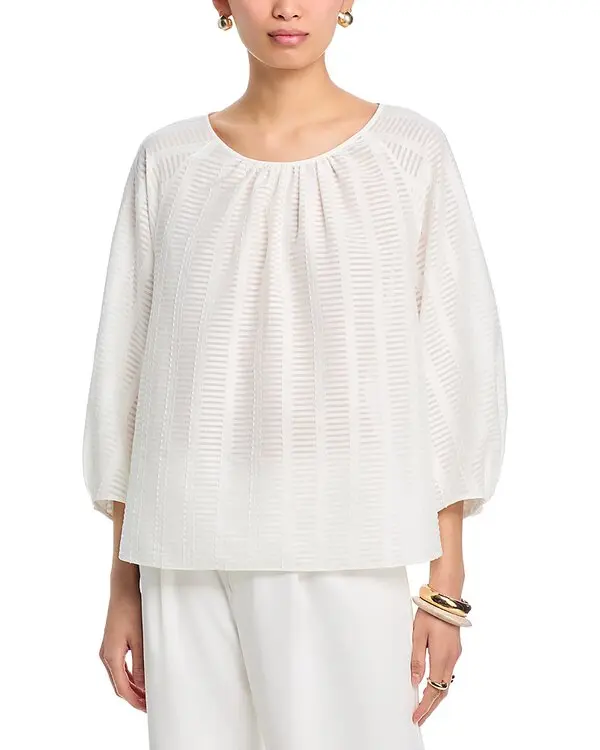 Lafayette 148 New York Blouson Sleeve Oversized Blouse - Cloud