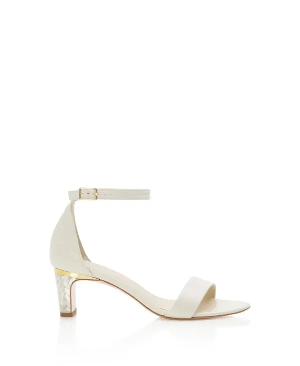 FREYA ROSE Ankle Strap Kitten Heel Sandal - Ivory